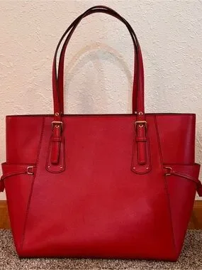Michael Kors | Bags | Michael Kors Red Saffiano Leather Tote | Poshmark